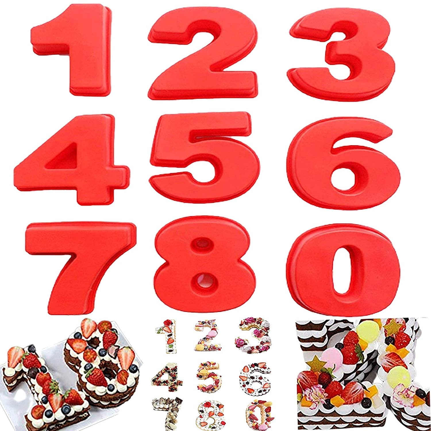 Manunclaims Large Silicone Number Cake Tin Mould，DIY Baking Cake Mold ...