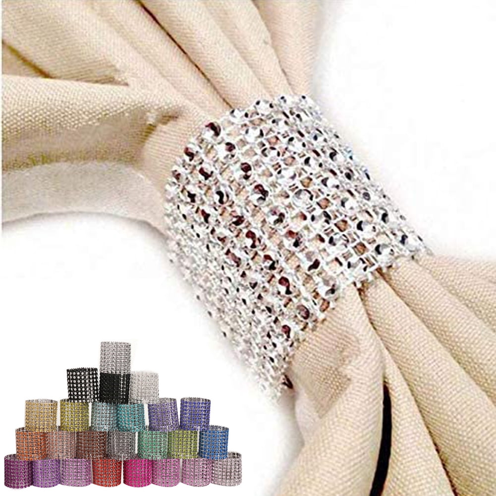 Manunclaims Napkin Rings, Pack of 10 Rhinestone Napkin Rings Diamond ...