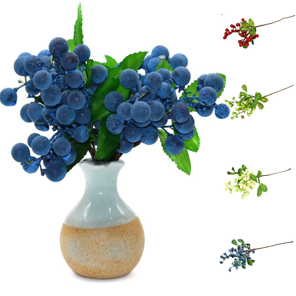 Manunclaims Set of 4, Artificial Flowers Red Berry Lifelike Artificial ...
