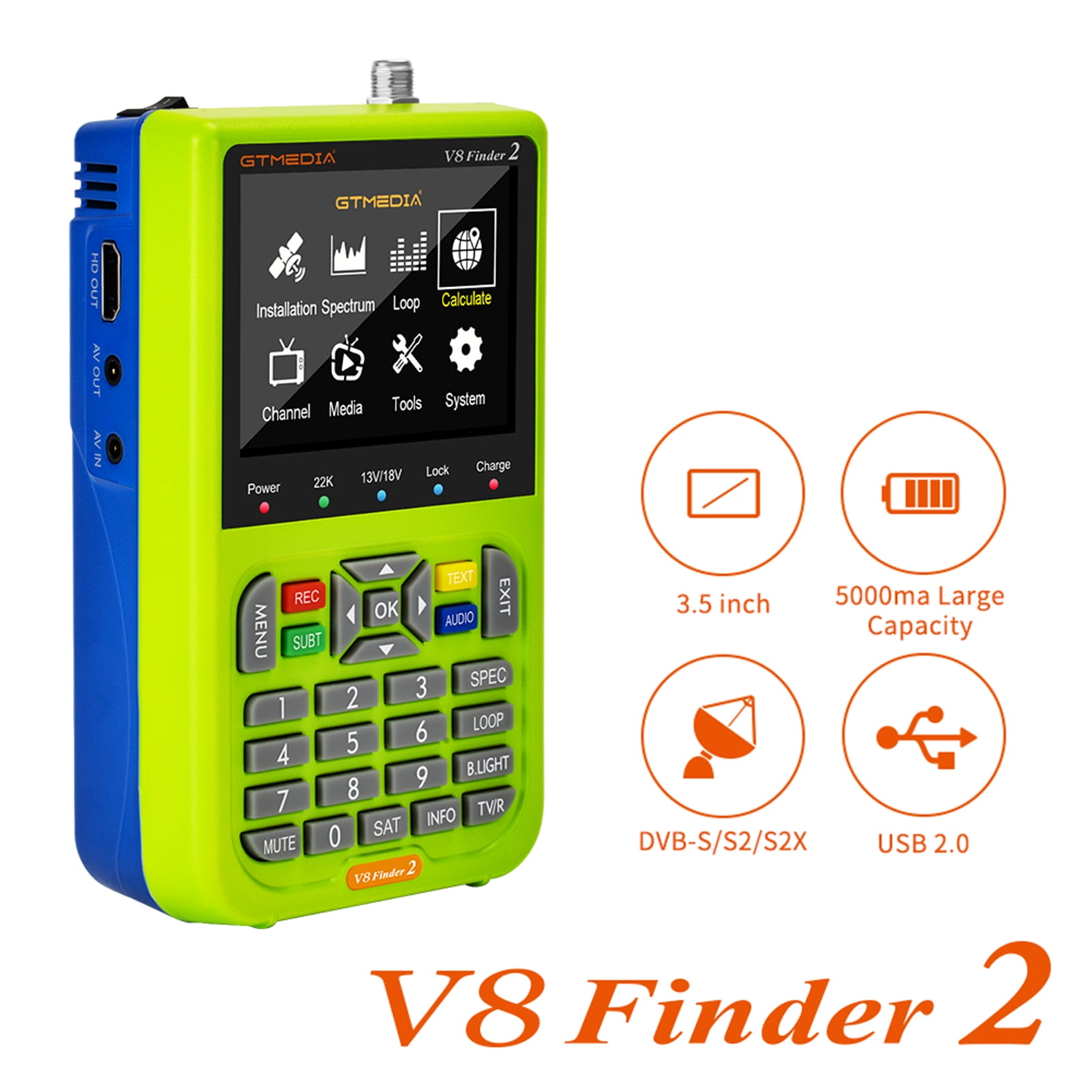 Manunclaims V8 Finder 2 Satellite Finder DVB-S2X/S2/S HD-compatible ...
