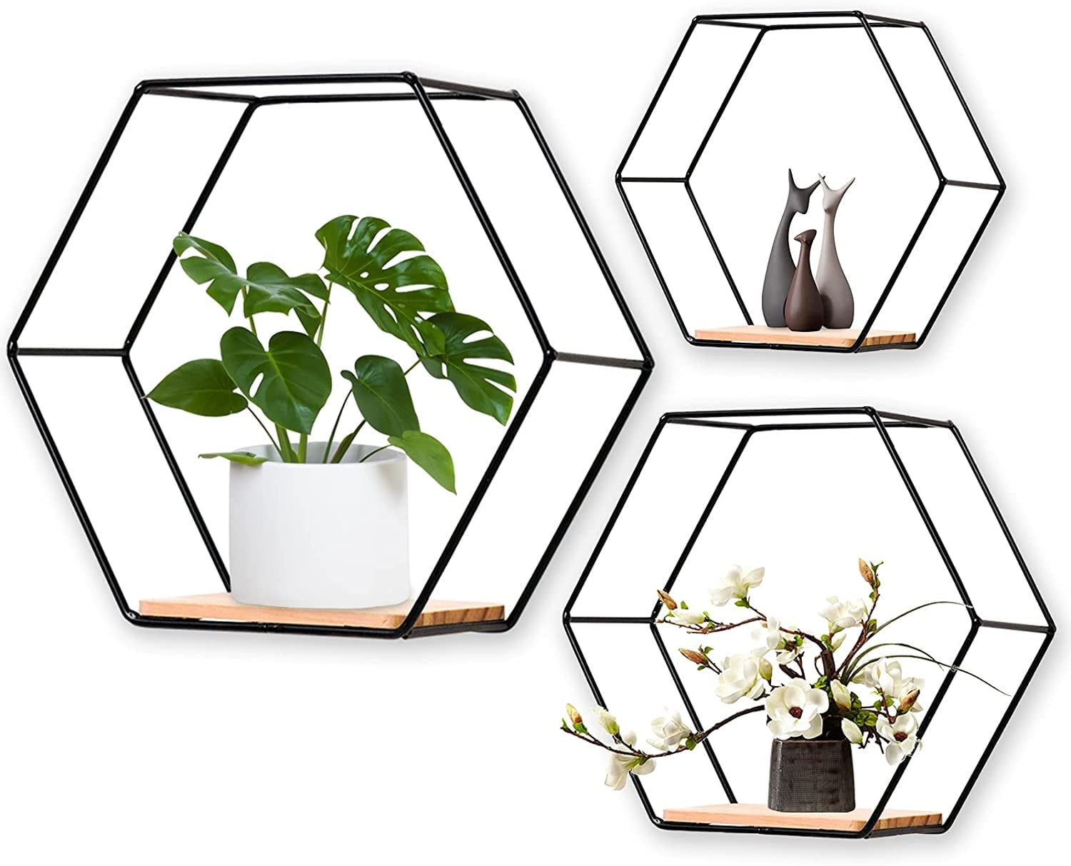 Manunclaims Wall Mounted Hexagonal Floating Shelf, Modern Metal Wall ...