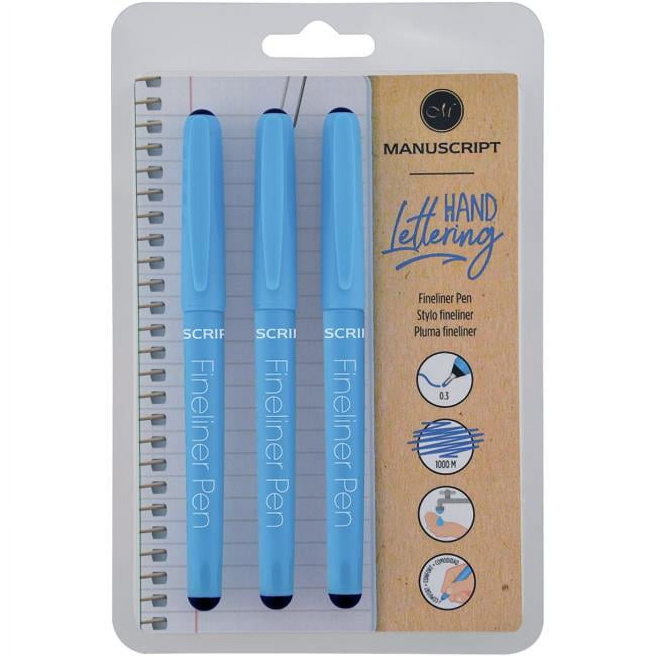 Manuscript Pen T01133BK Fineliner Pens - Black Ink, Pack of 3 - Walmart.com