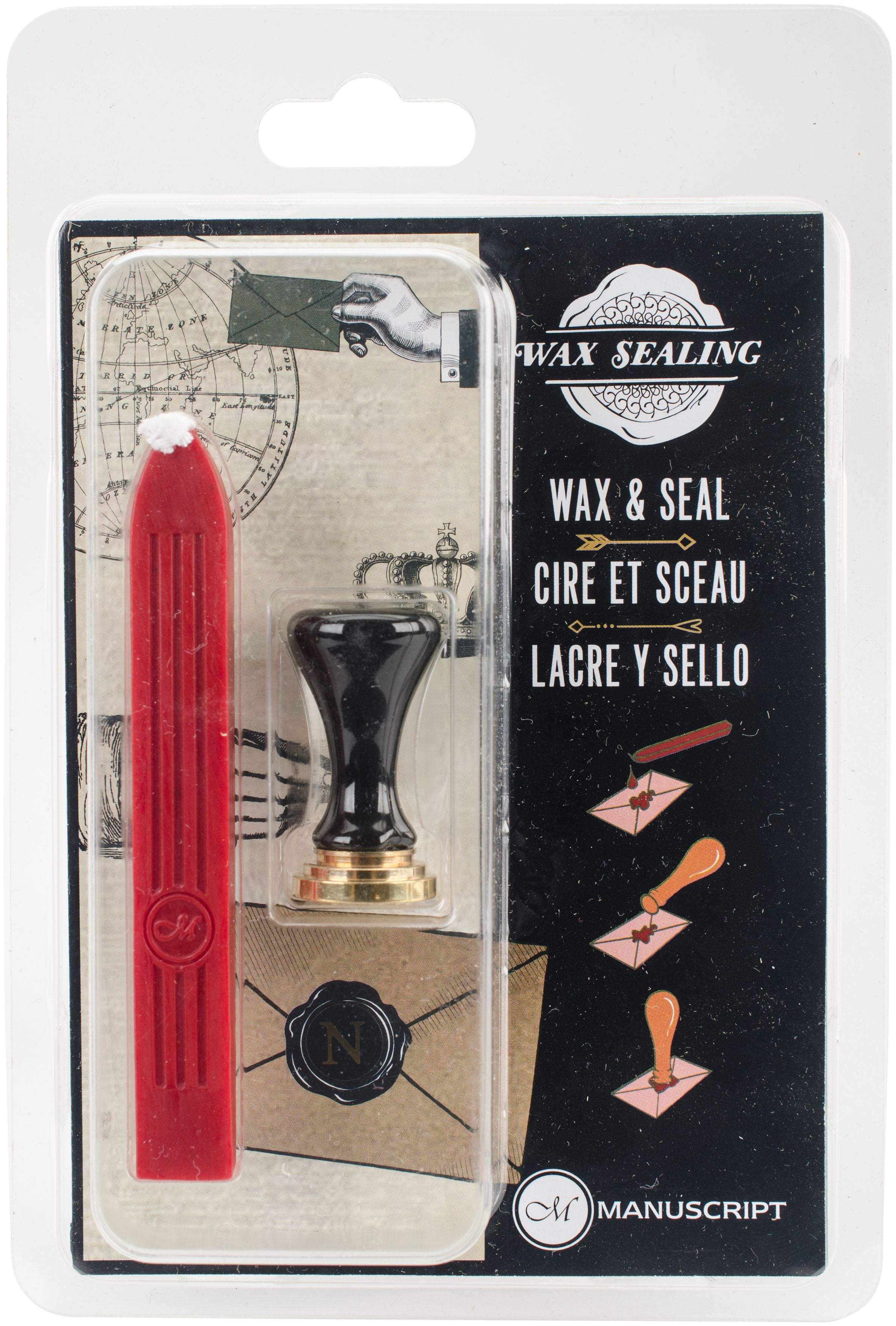 Manuscript Short Handle Design Sealing Set W/Red Wax-N - Walmart.com