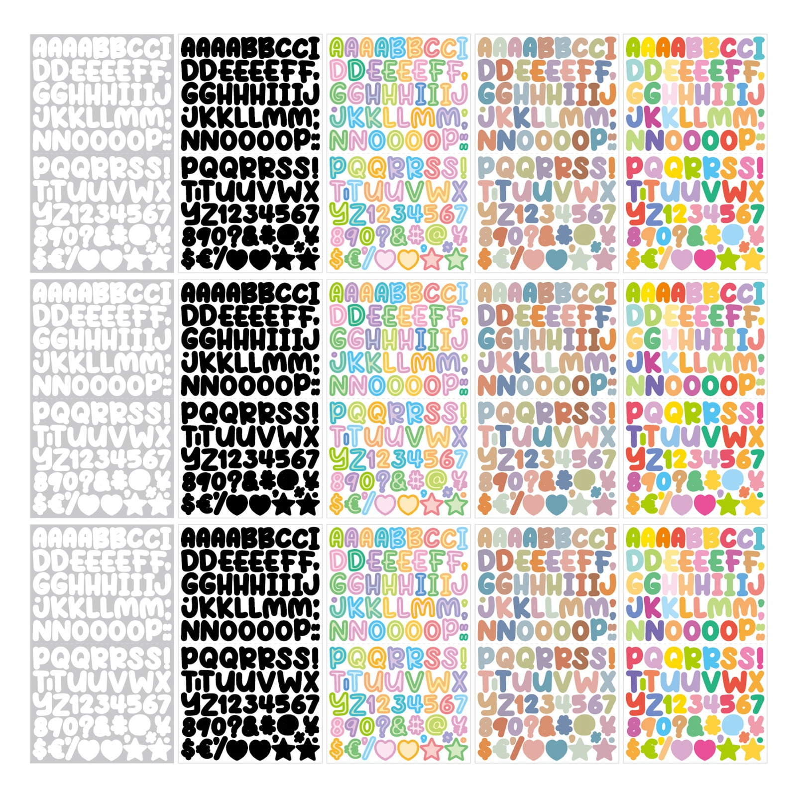 Manwang Colorful Alphabet Decals 15 Sheets Cartoon Alphabet Stickers ...