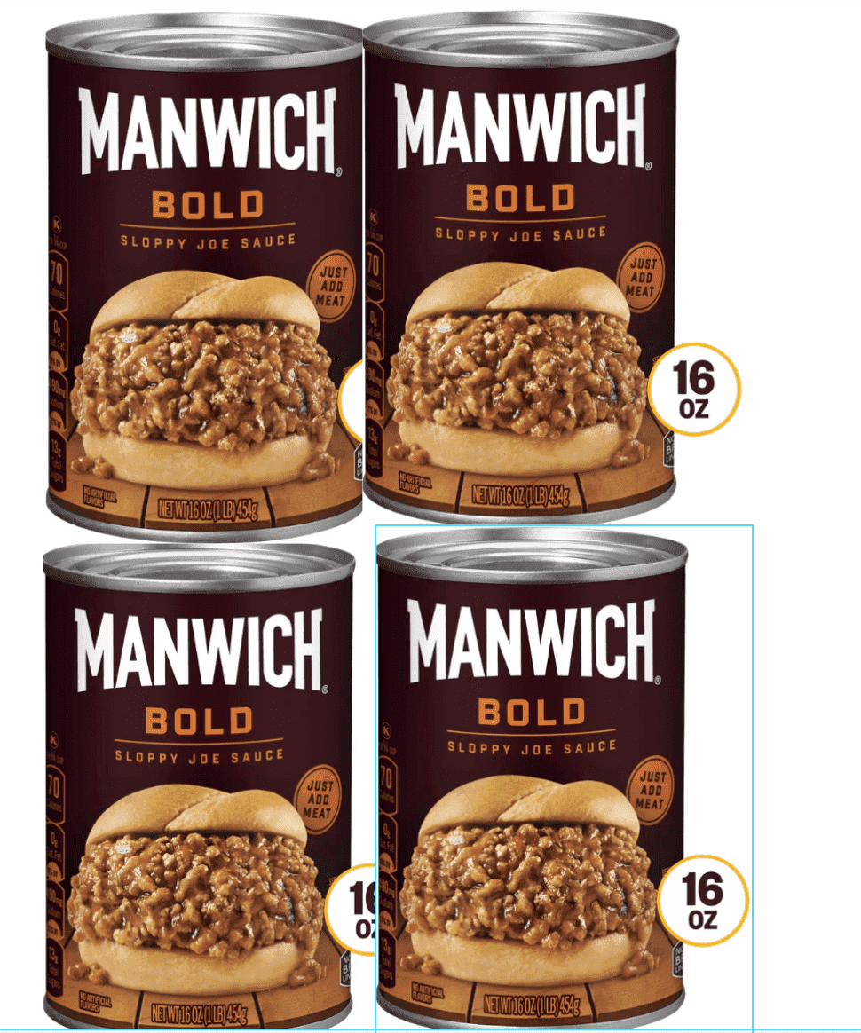 Manwich Sloppy Joe Sauce, Bold Flavor, Canned Sauce, 16oz pack of 4 ...