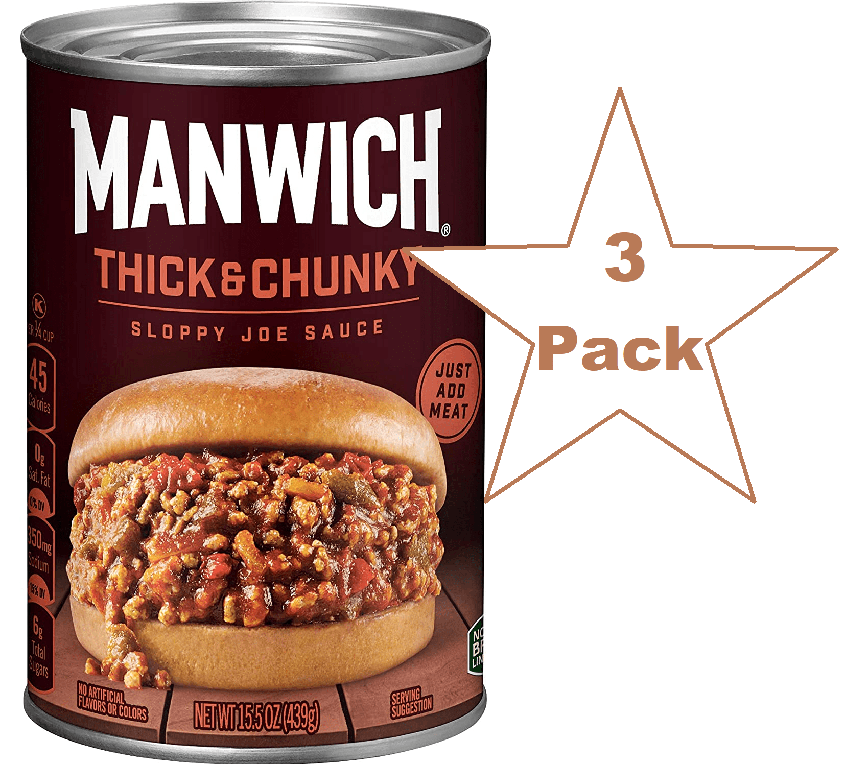 Manwich Sloppy Joe Sauce, Thick and Chunky, Canned Sauce, 15.5 oz - 3 ...