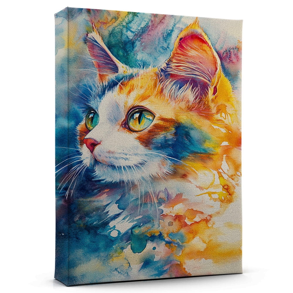 Manx Cat Calico Canvas Wall Art For Bedroom Office Wall Decor Manx Cat ...