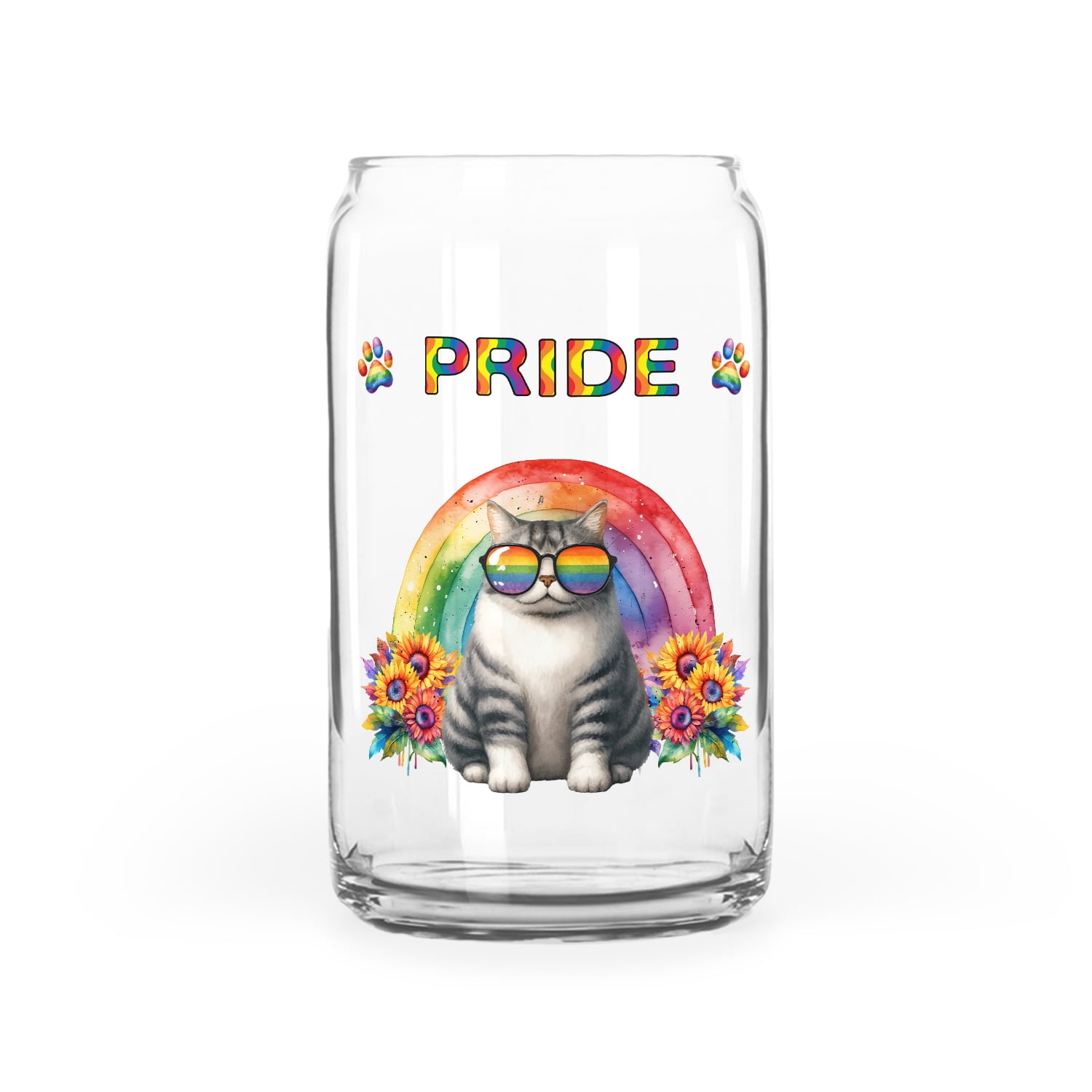 Manx Celebrates Rainbow Pride Month LGBT LGBTQ+ 16oz Glass Cup Mug Cat ...