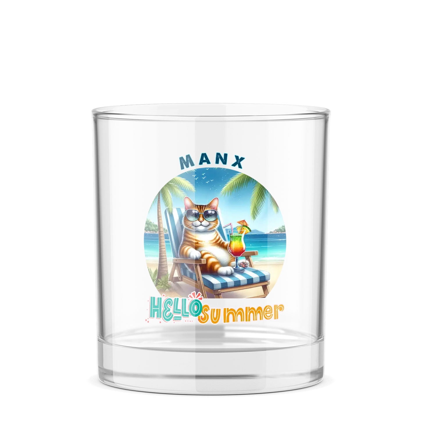 Manx Hello Summer Beach Theme with Sunglasses and Tropical Cocktail ...