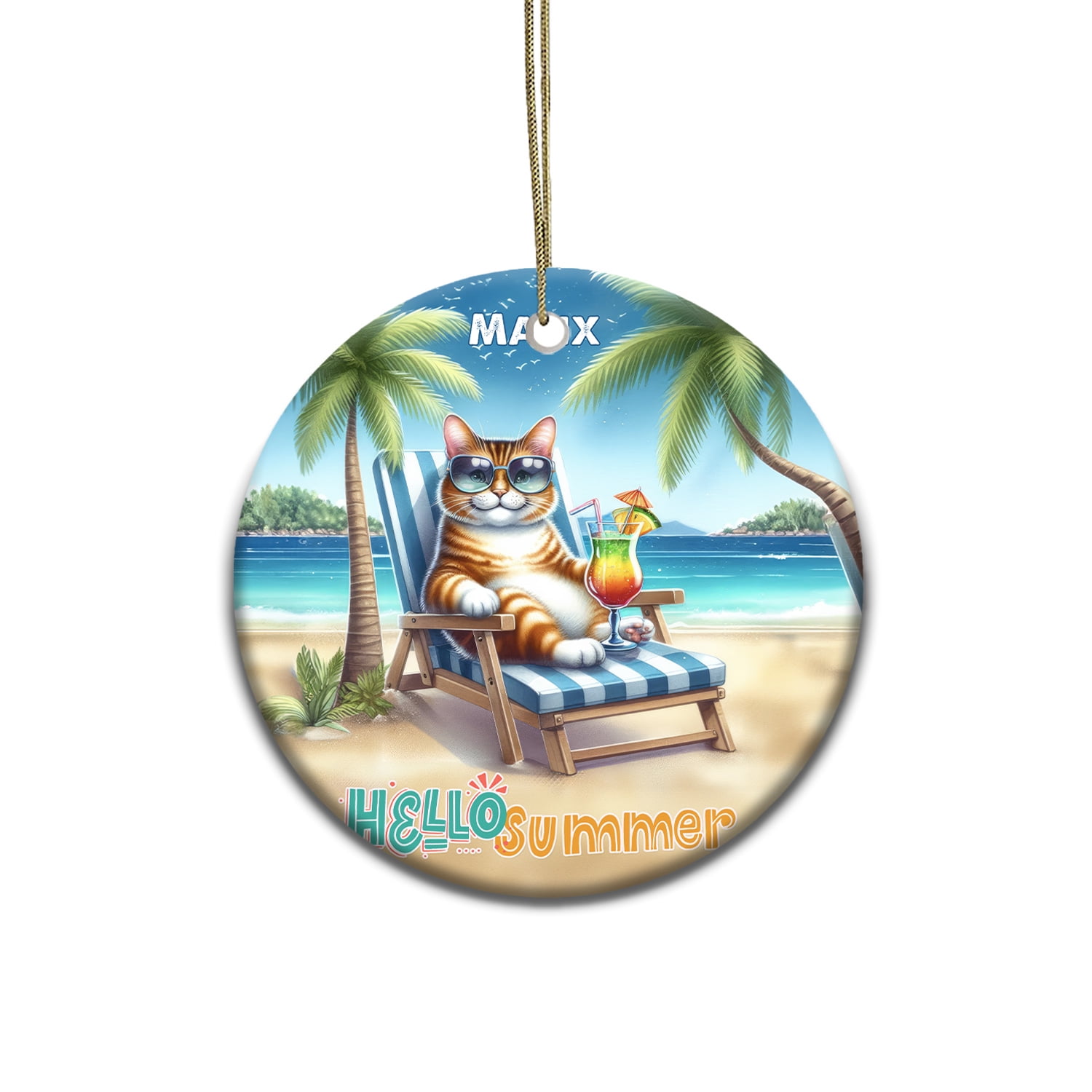 Manx Hello Summer Beach Theme with Sunglasses and Tropical Cocktail ...