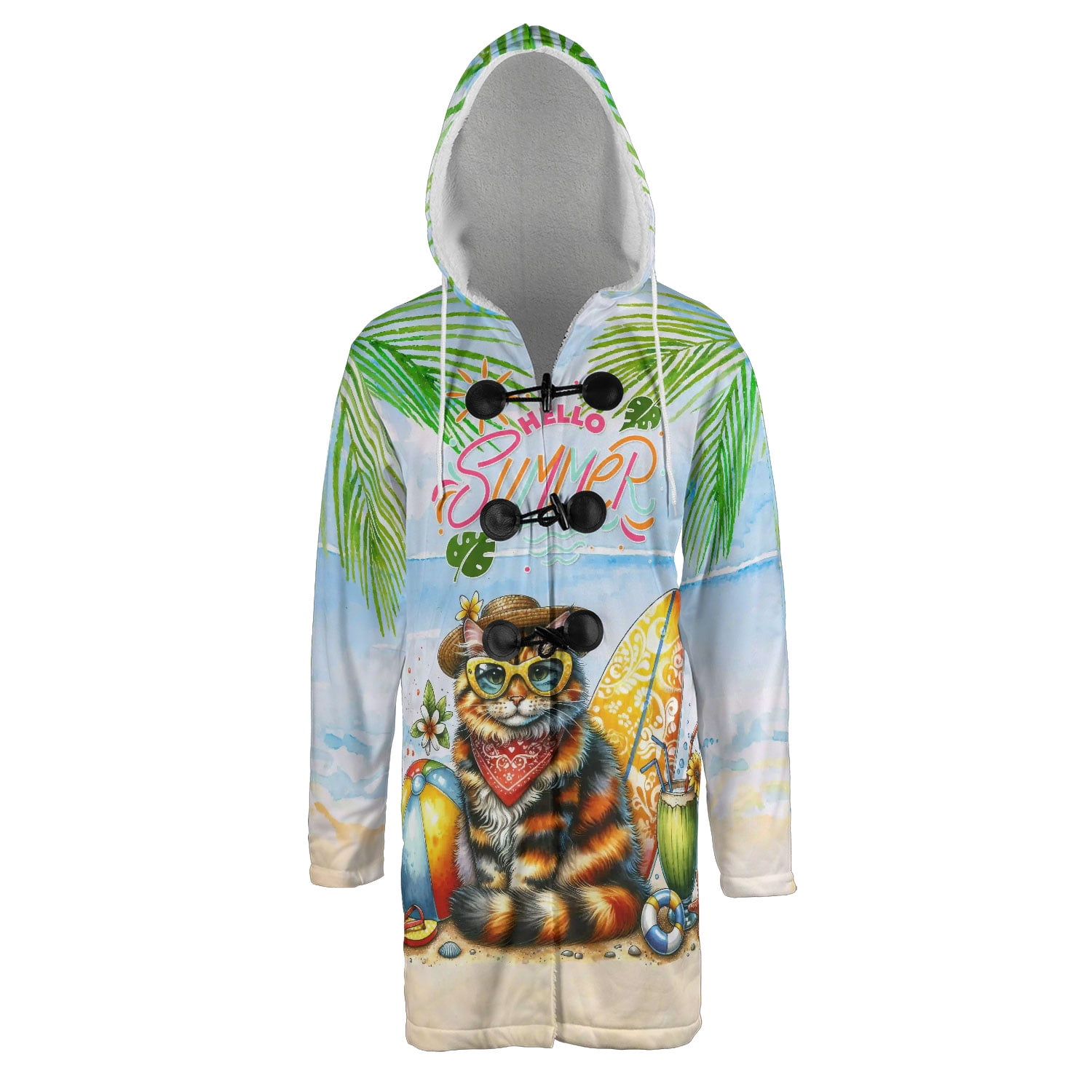 Manx Hello Summer with Sunglasses and Surfboard Tropical Vibes All Over ...