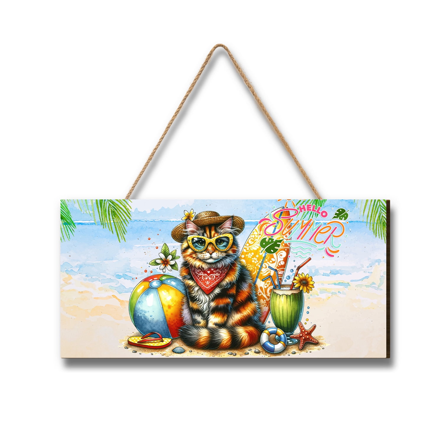 Manx Hello Summer with Sunglasses and Surfboard Tropical Vibes ...