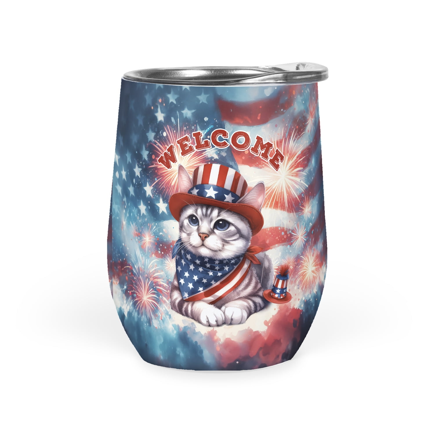 Manx Patriotic Welcome for 4Th of July Independence Day 12oz Stainless ...