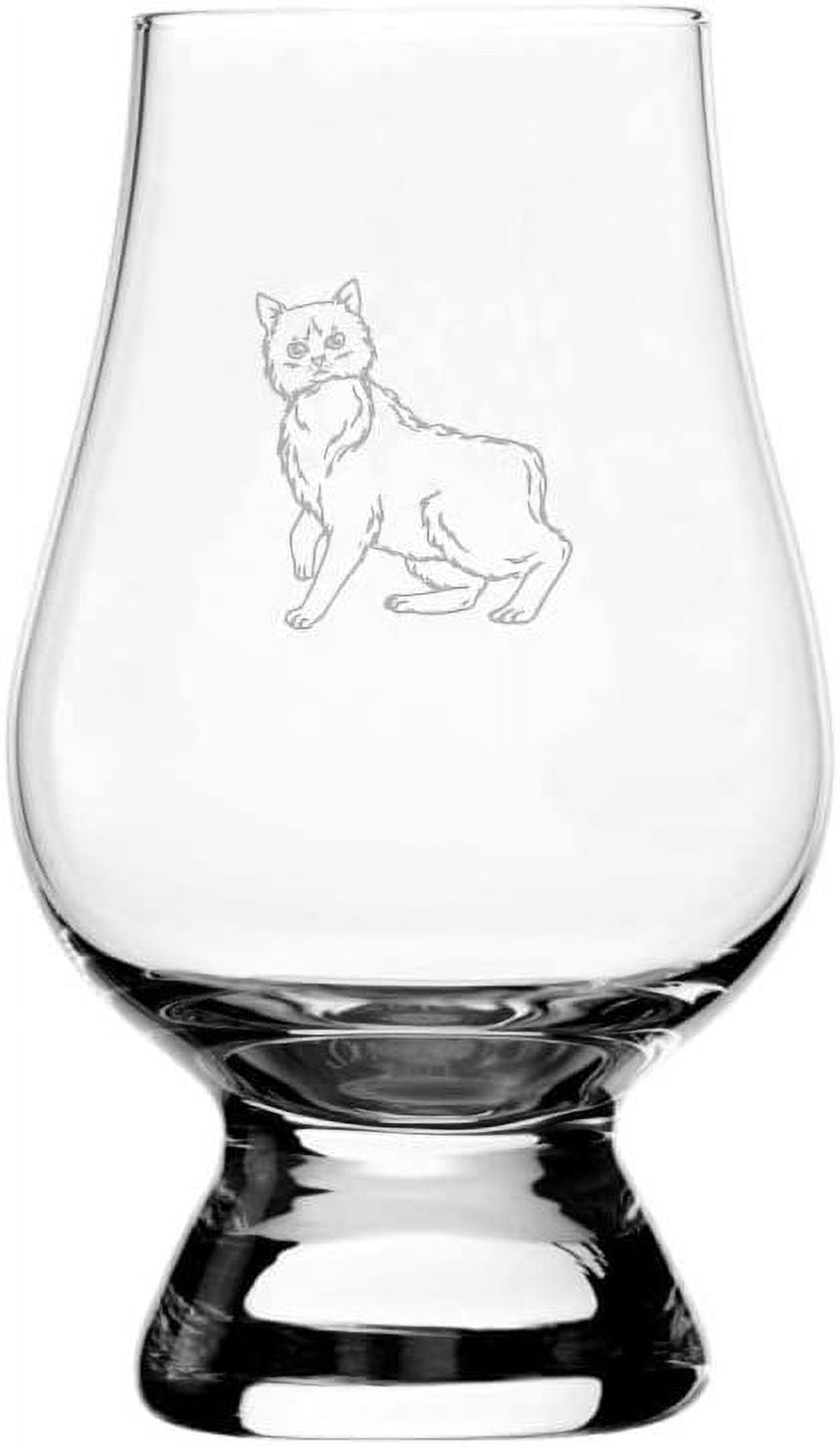 Manx Side View 2 Cat Themed Etched 6.5oz Glencairn Whisky Glass ...