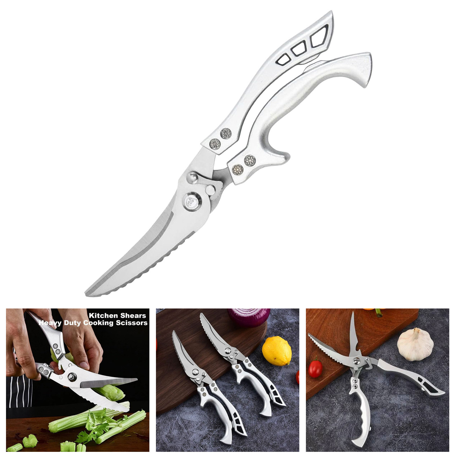 ManxiVoo Heavy Duty Stainless Steel Bone Cut Scissors Kitchen Scissors ...