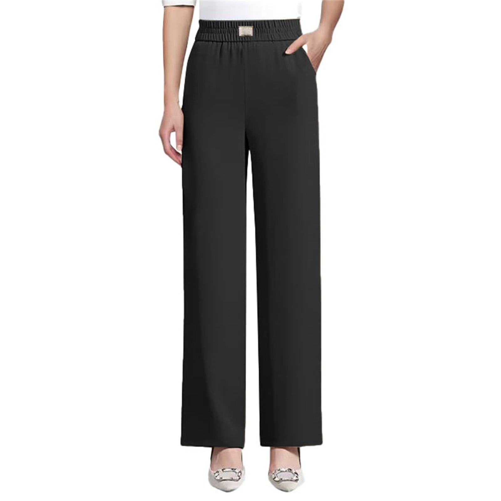 ManxiVoo Pull On Pants for Women Easy Dressing Trousers with a ...