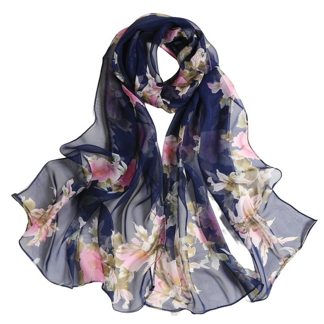 ManxiVoo Silk Scarf, Scarfs for Women Lightweight Print Floral Pattern ...