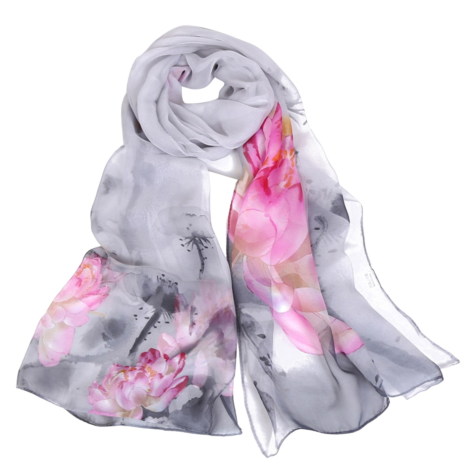 ManxiVoo Silk Scarf, Scarfs for Women Lightweight Print Floral Pattern ...