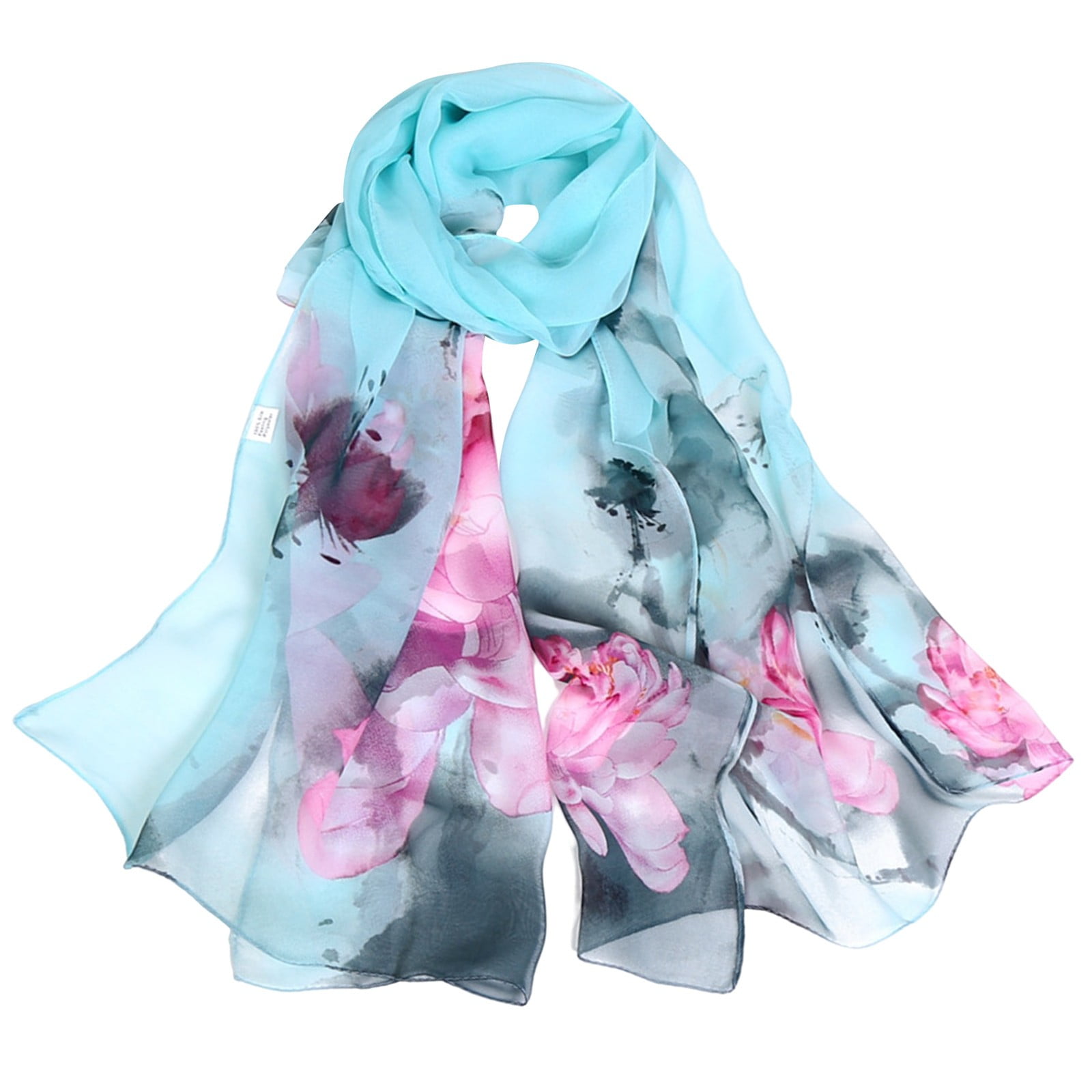 ManxiVoo Silk Scarf, Scarfs for Women Lightweight Print Floral Pattern ...