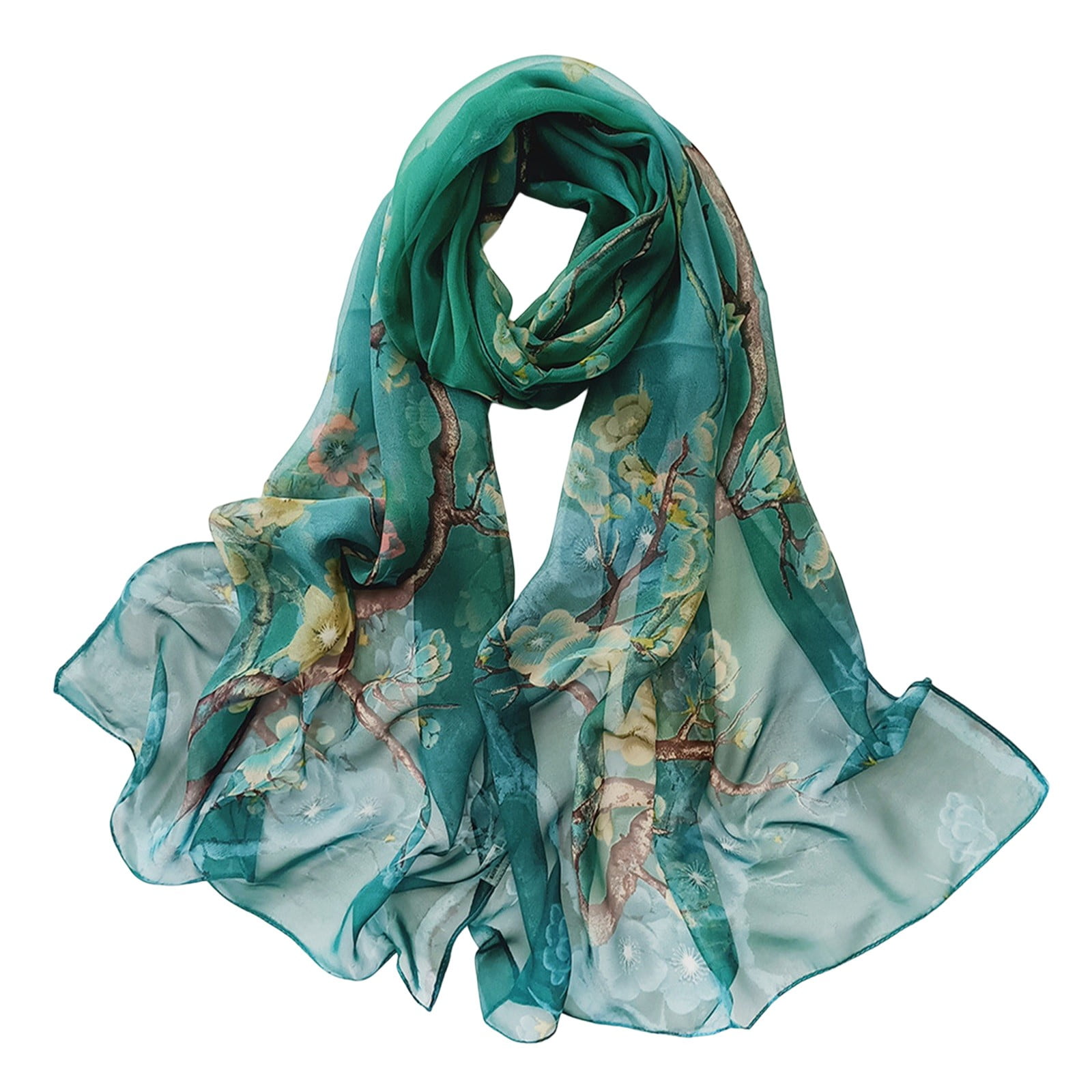 ManxiVoo Silk Scarf, Scarfs for Women Lightweight Print Floral Pattern ...
