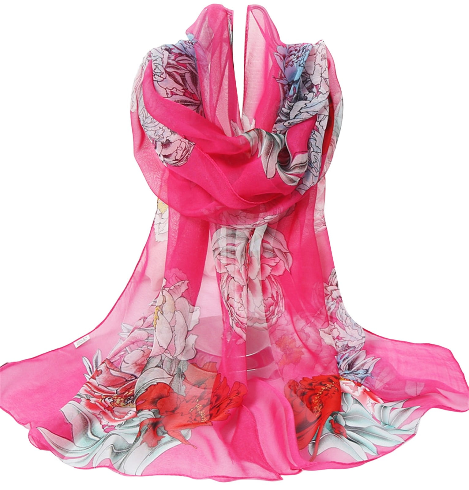 ManxiVoo Silk Scarf, Scarfs for Women Lightweight Print Floral Pattern ...