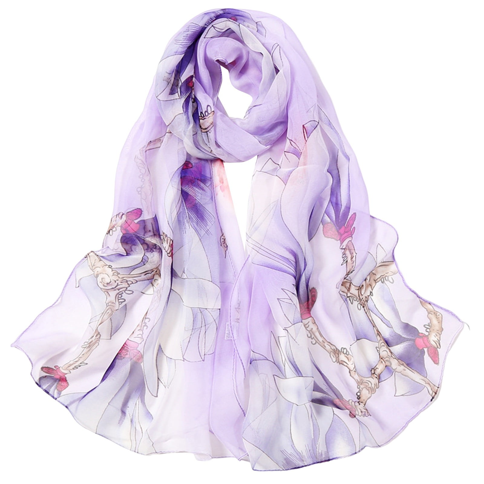 ManxiVoo Silk Scarf, Scarfs for Women Lightweight Print Floral Pattern ...