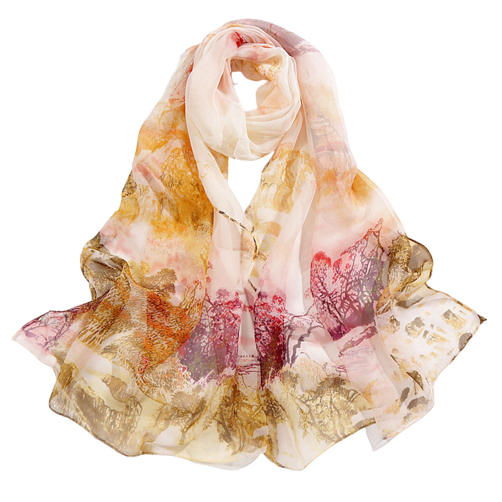 ManxiVoo Silk Scarf, Scarfs for Women Lightweight Print Floral Pattern ...