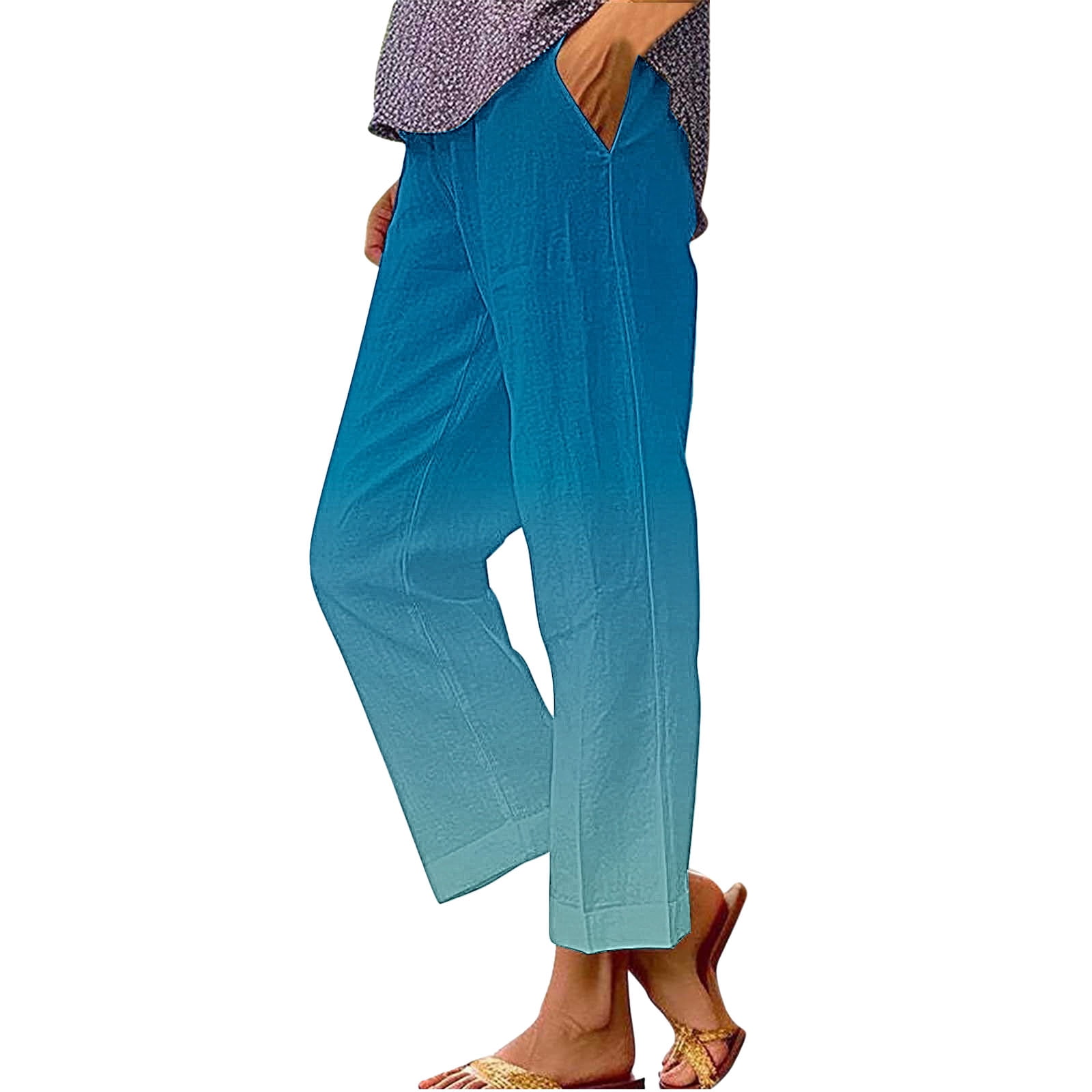 ManxiVoo Women Lightweight Linen Pants Soft Comfort Loose Fit Wide Leg ...