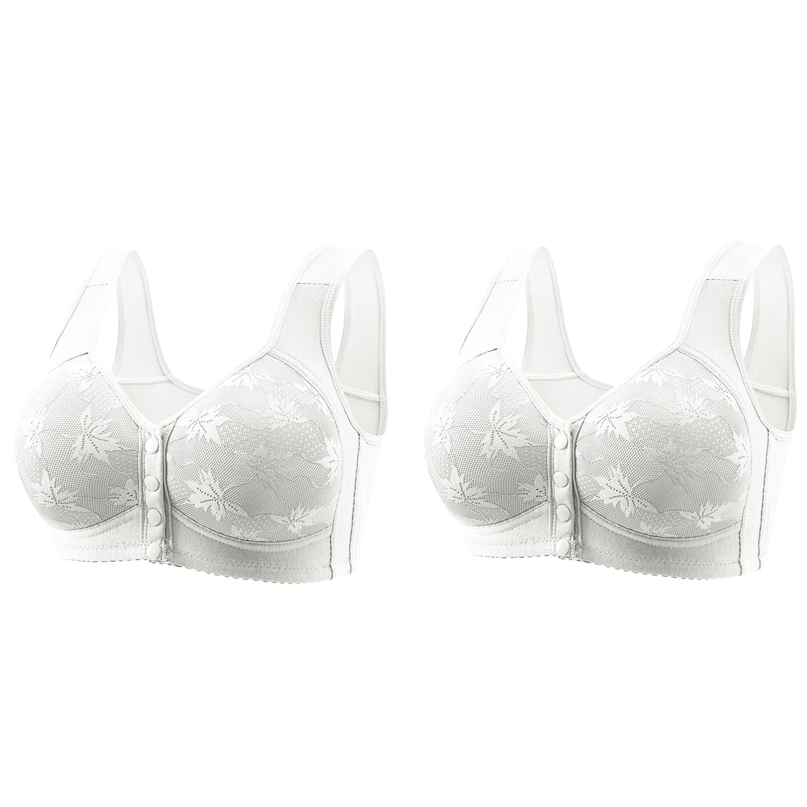 ManxiVoo Women's Front Closure Wireless Bras 2 Pack Soft Skin Friendly ...