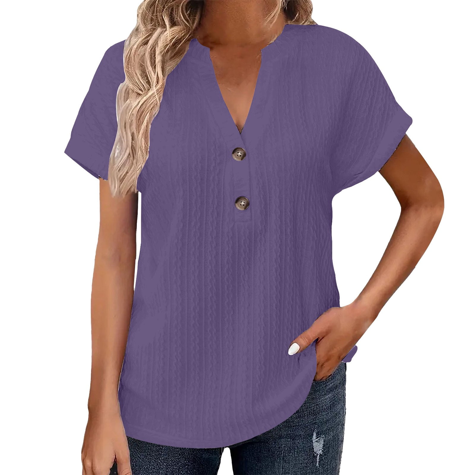 ManxiVoo Women's Oversized V Neck Tee Short Sleeve Casual Top Loose ...