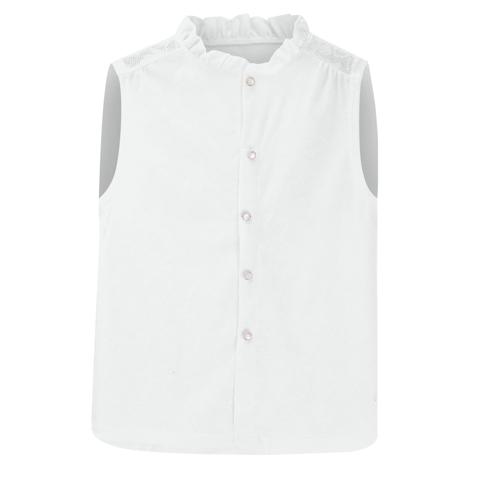 ManxiVoo Women's Sleeveless Collar Shirt for Layering Slim Fit Blouse ...