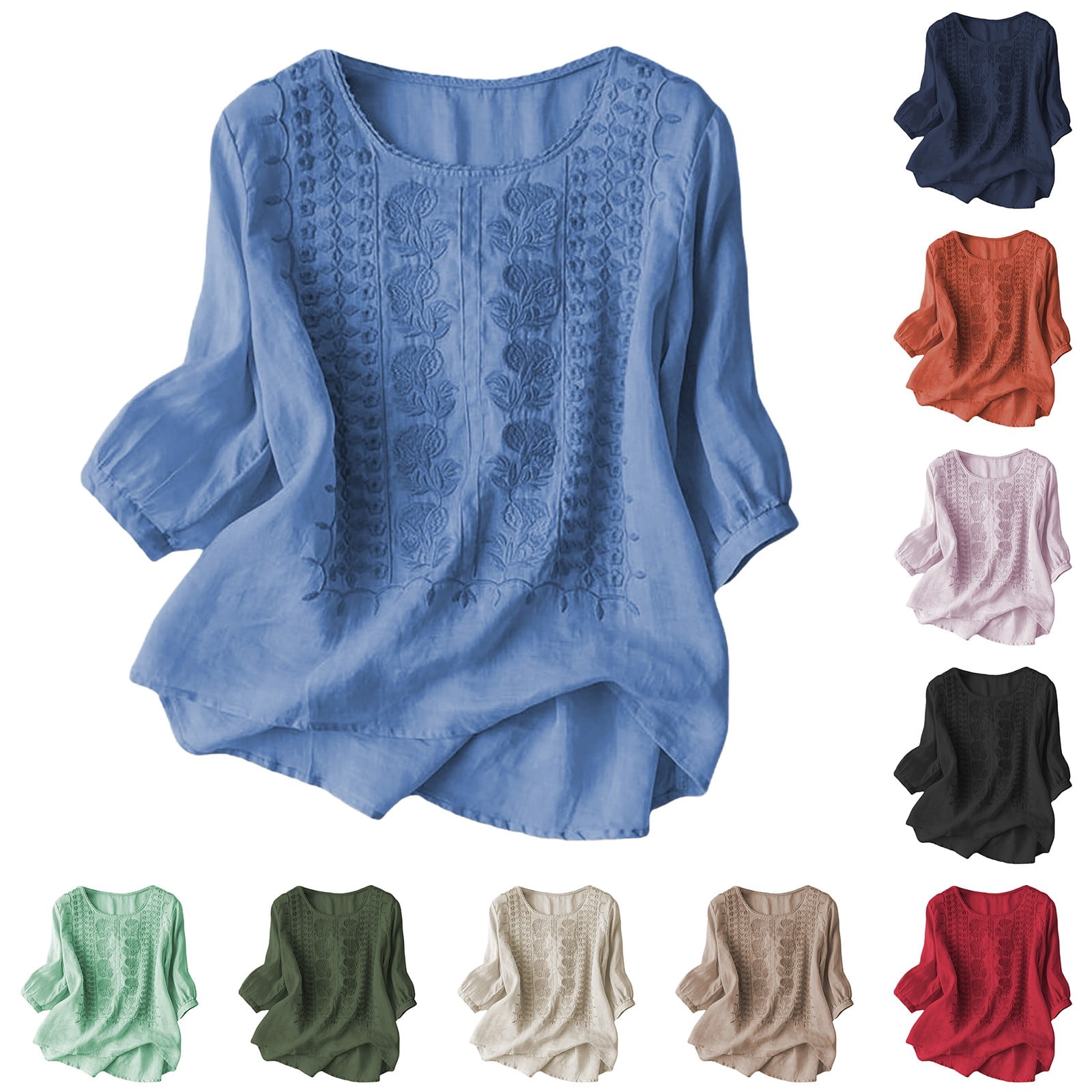 Manxivoo Fashionable Casual Cotton Linen Pleated Top Women Shirt And T ...