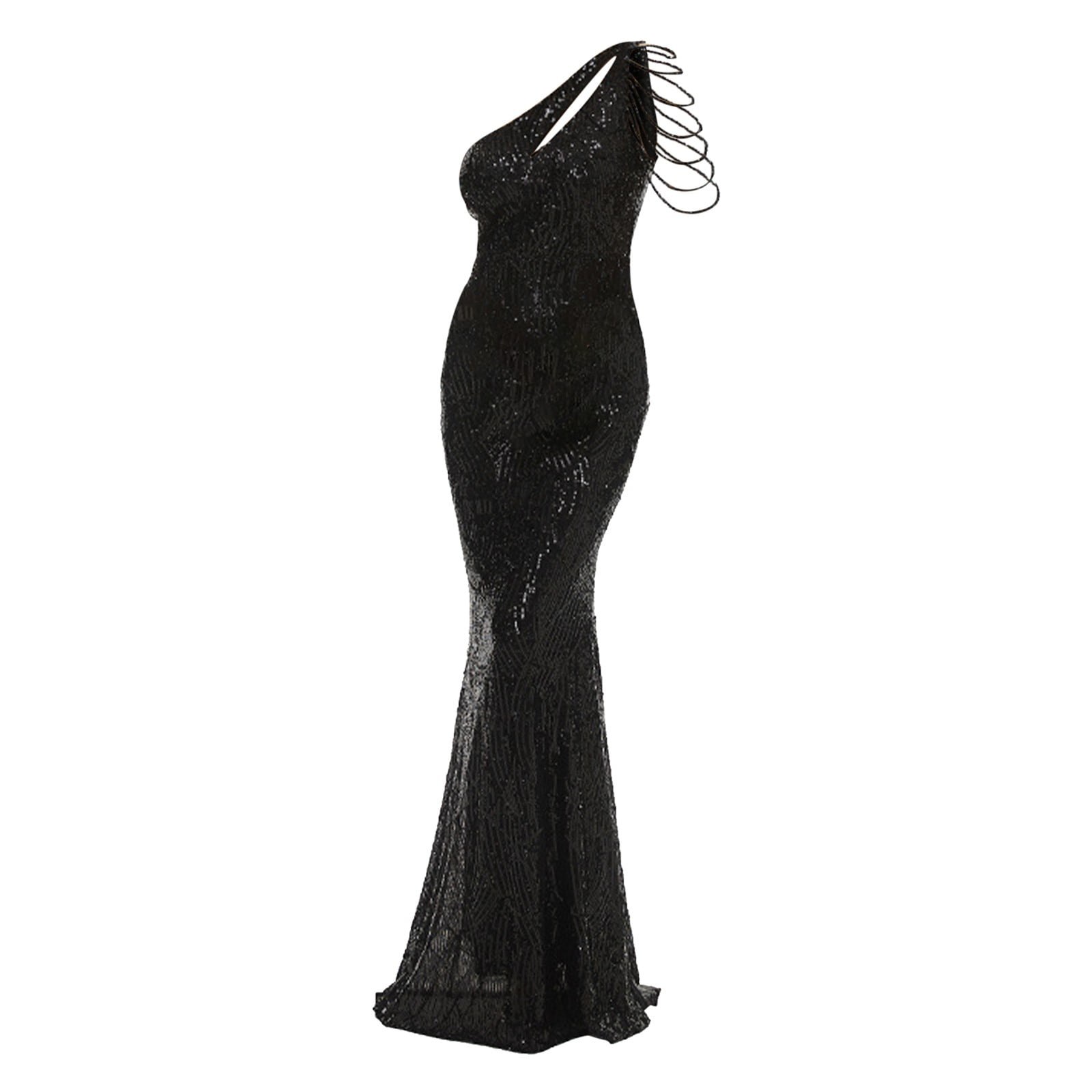 Manxivoo Homecoming Dresses Women's One Shoulder Sequin Prom Dresses ...