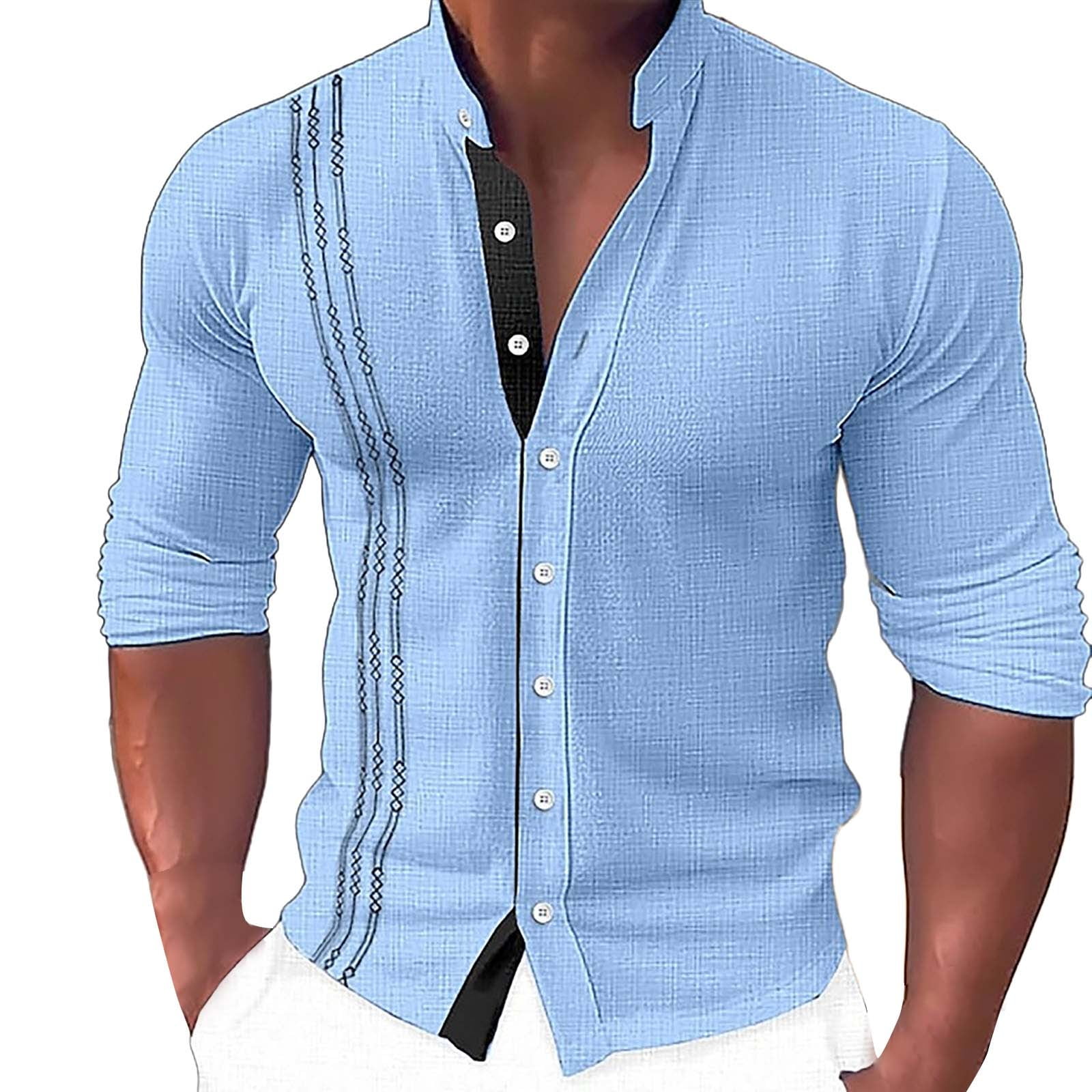 Manxivoo Mens Dress Shirts Men's Shirt Button Up Casual Shirt Beach ...