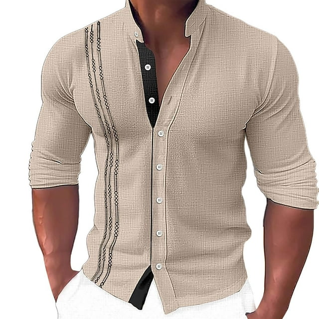 Manxivoo Mens Dress Shirts Men's Shirt Button Up Casual Shirt Beach ...
