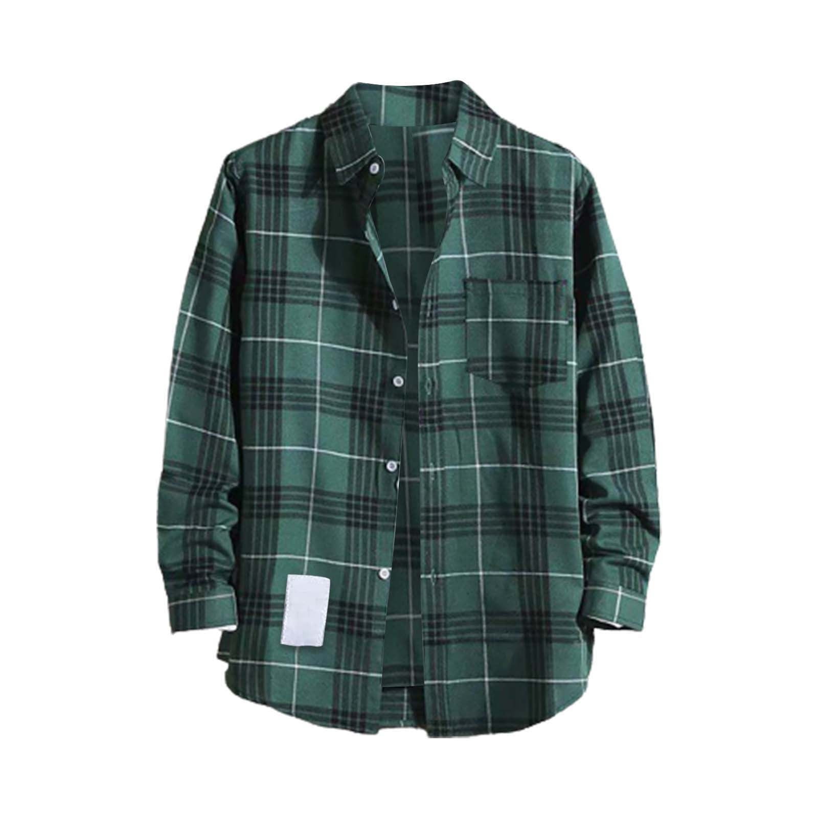 Manxivoo Mens Shirts Mens Casual Fall Shirt Lapel Button Long Sleeve ...