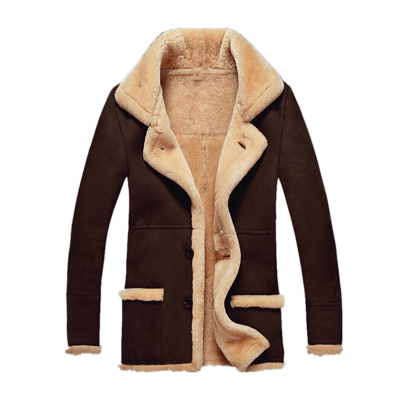 Manxivoo Mens Winter Coats Men's Large Size Winter Button Coat Lapel ...