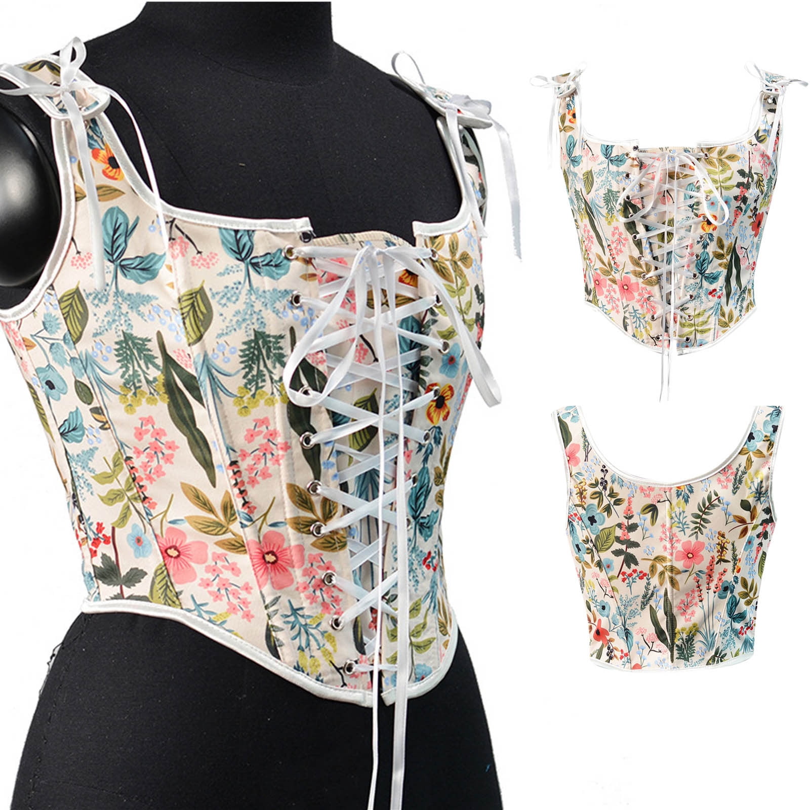 Manxivoo Shapewear Tummy Control Women Bustier Corset Top Zipper Eyelet ...