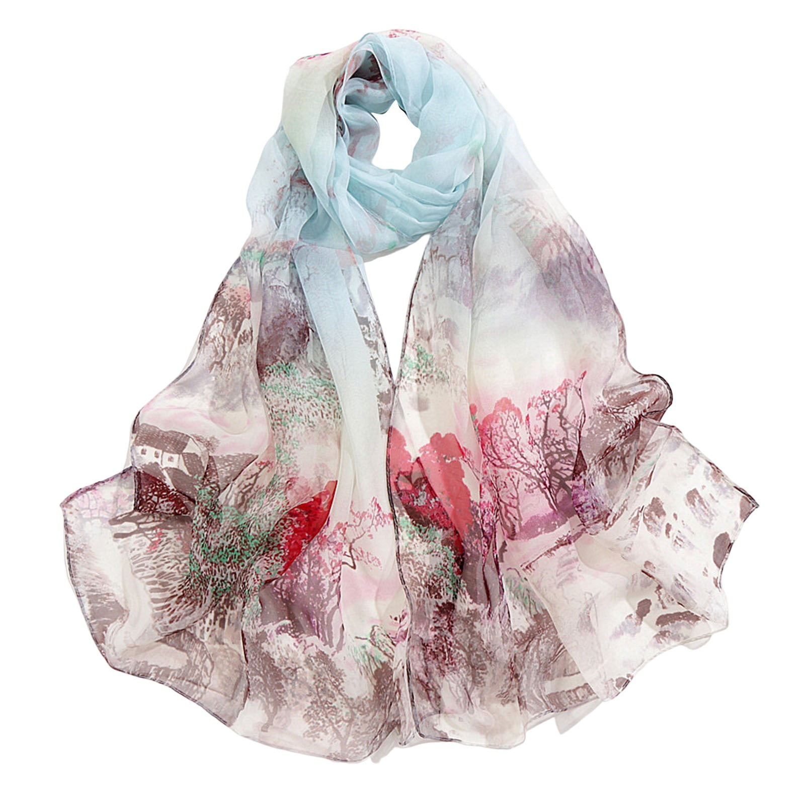 Manxivoo Silk Scarf, Scarfs for Women Lightweight Print Floral Pattern ...