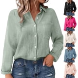 Manxivoo Spring Summer Solid Color Cotton Linen Pleated Shirt Loose Fit ...
