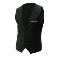 HISDERN Men's Suit Vest Navy Blue Business Formal Dress Waistcoat Vest ...