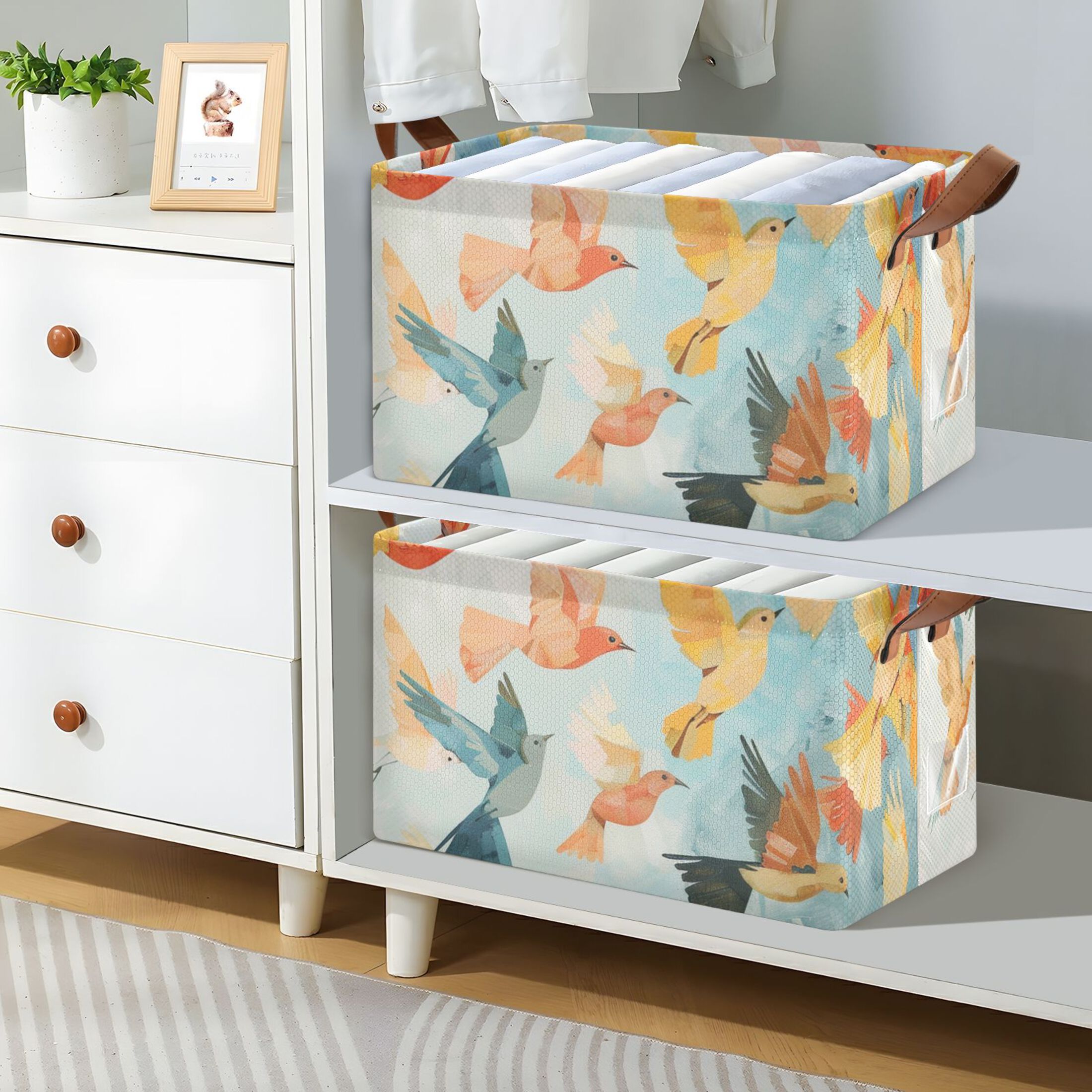 Many Birds Foldable Storage Large Fabric Storage Baskets Organizer ...