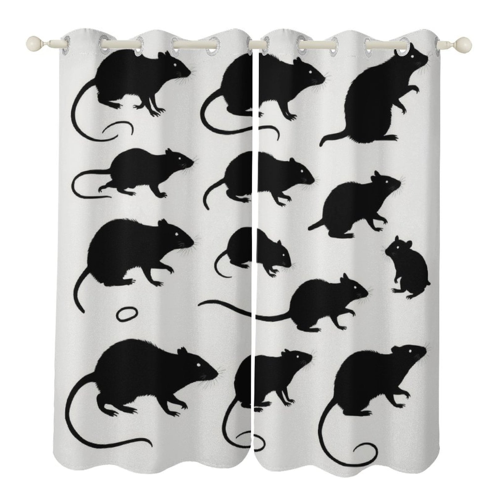Many Black Rats Curtains Outdoor Decor Curtain Panels With Grommets ...