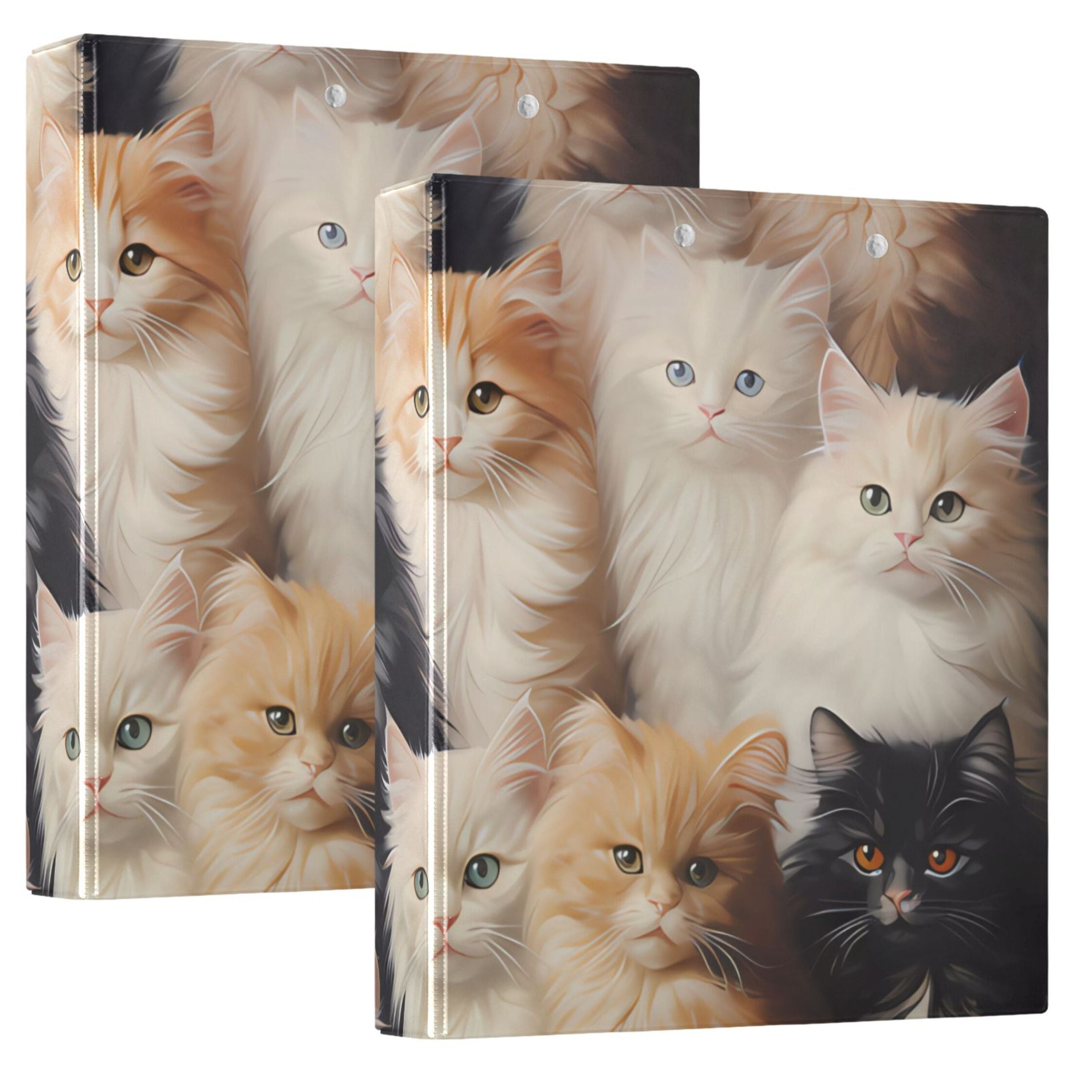 Many Cats 3 Ring Binders 1.5 inch Hardcover File Folders with Interior ...
