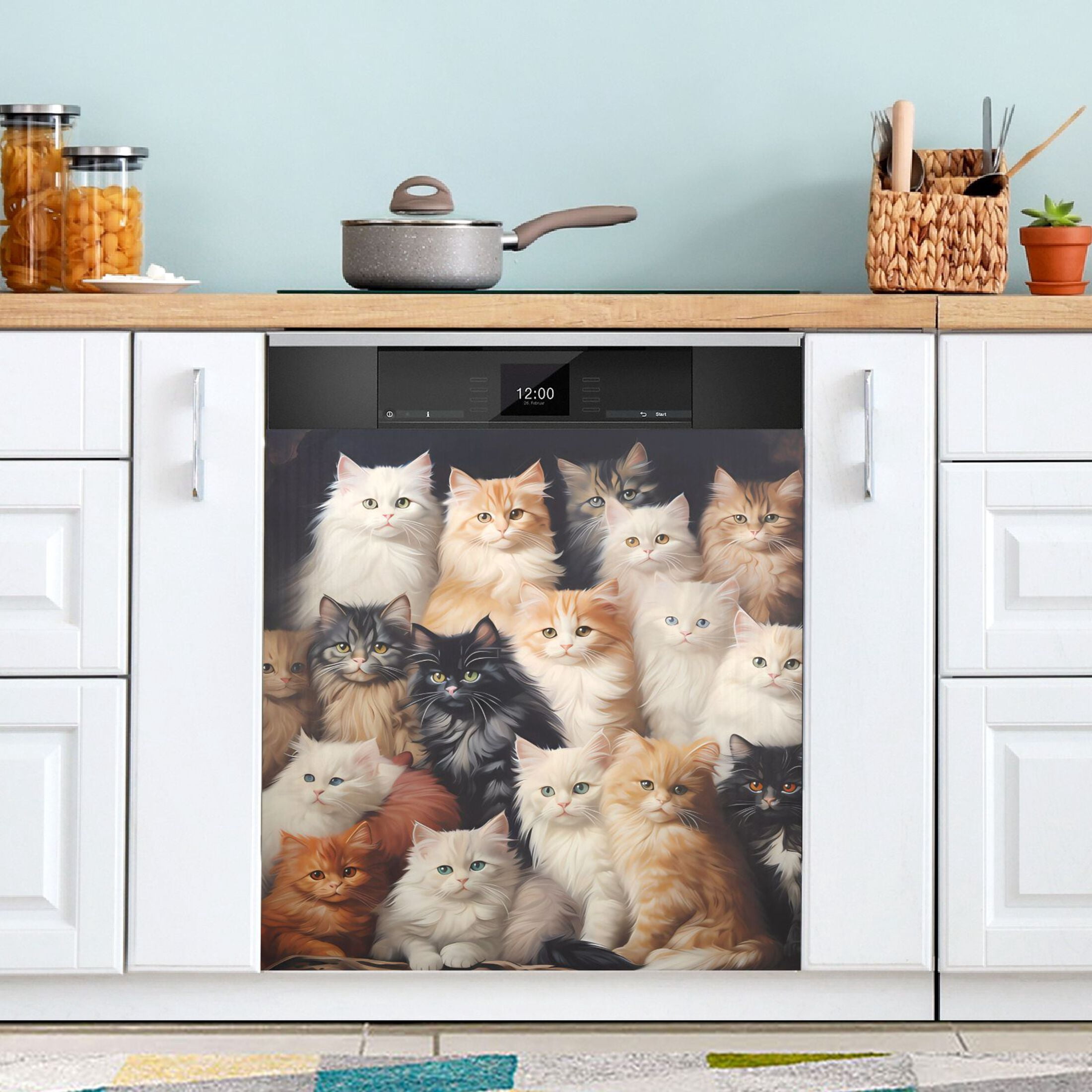 Many Cats Dishwasher Magnetic Covers Magnet Sticker Kitchen Decor ...