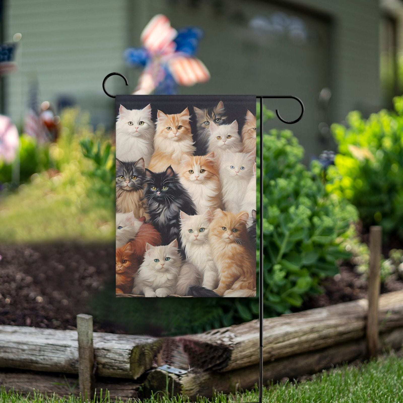 Many Cats Garden Flag Double Sided Outdoor Banners for Courtyard ...
