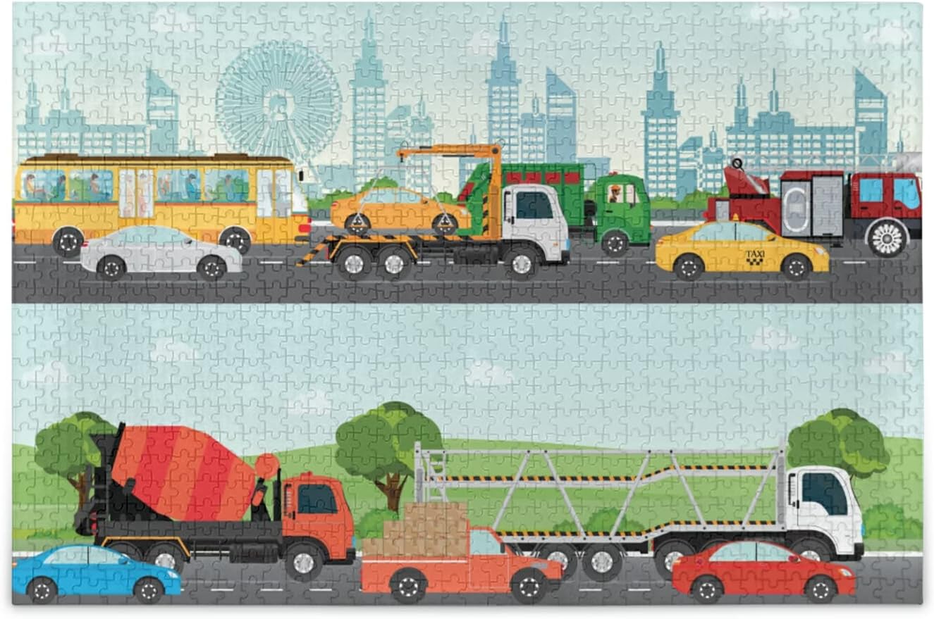Many Different Road Cars and Landscape Jigsaw Puzzles for Adults 1000 ...