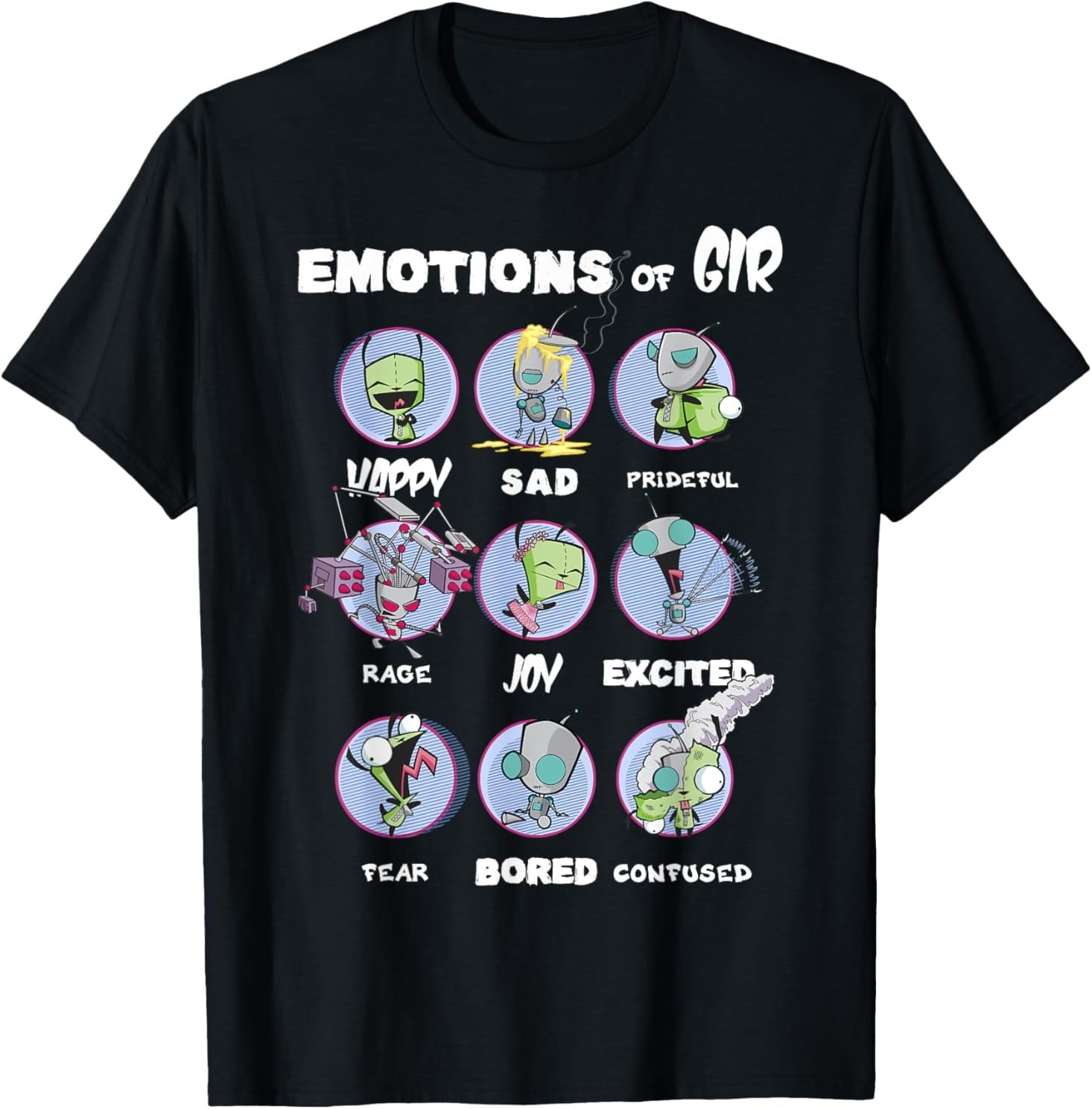 Many Faces of Crazy Bot Tee – Sci-Fi Robot Humor Graphic Shirt ...