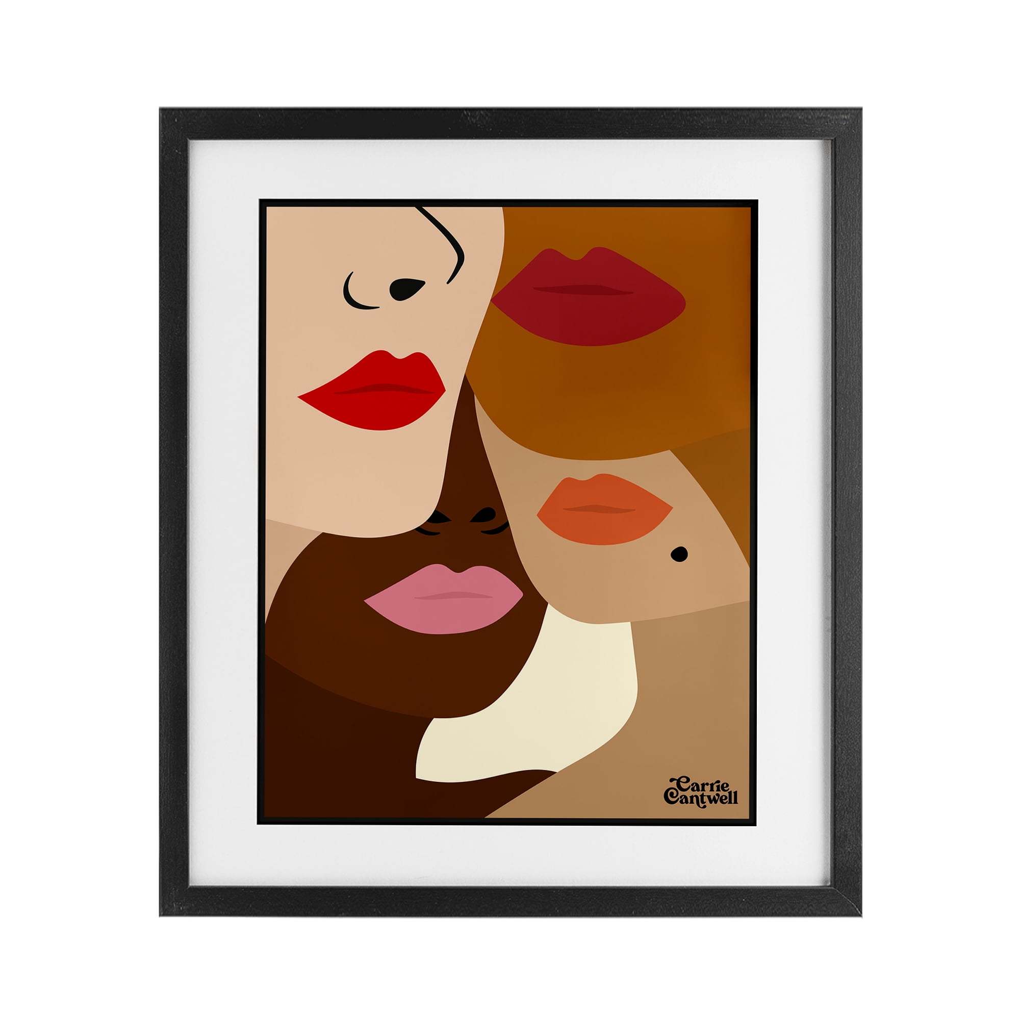 Many Faces of Women Black Framed Print Under Glass, design by Carrie ...