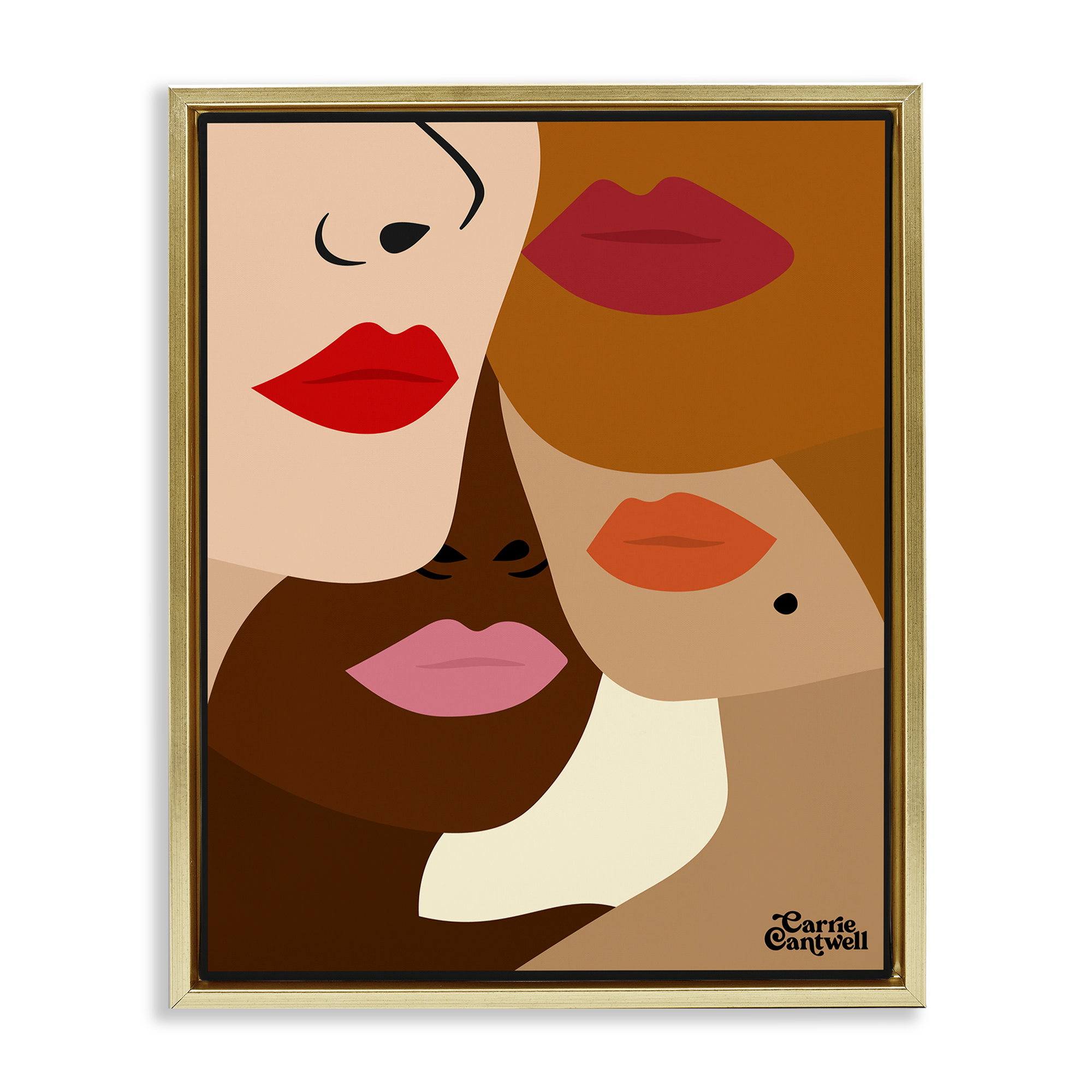 Many Faces of Women Gold Framed Floater Canvas Wall Art, design by ...